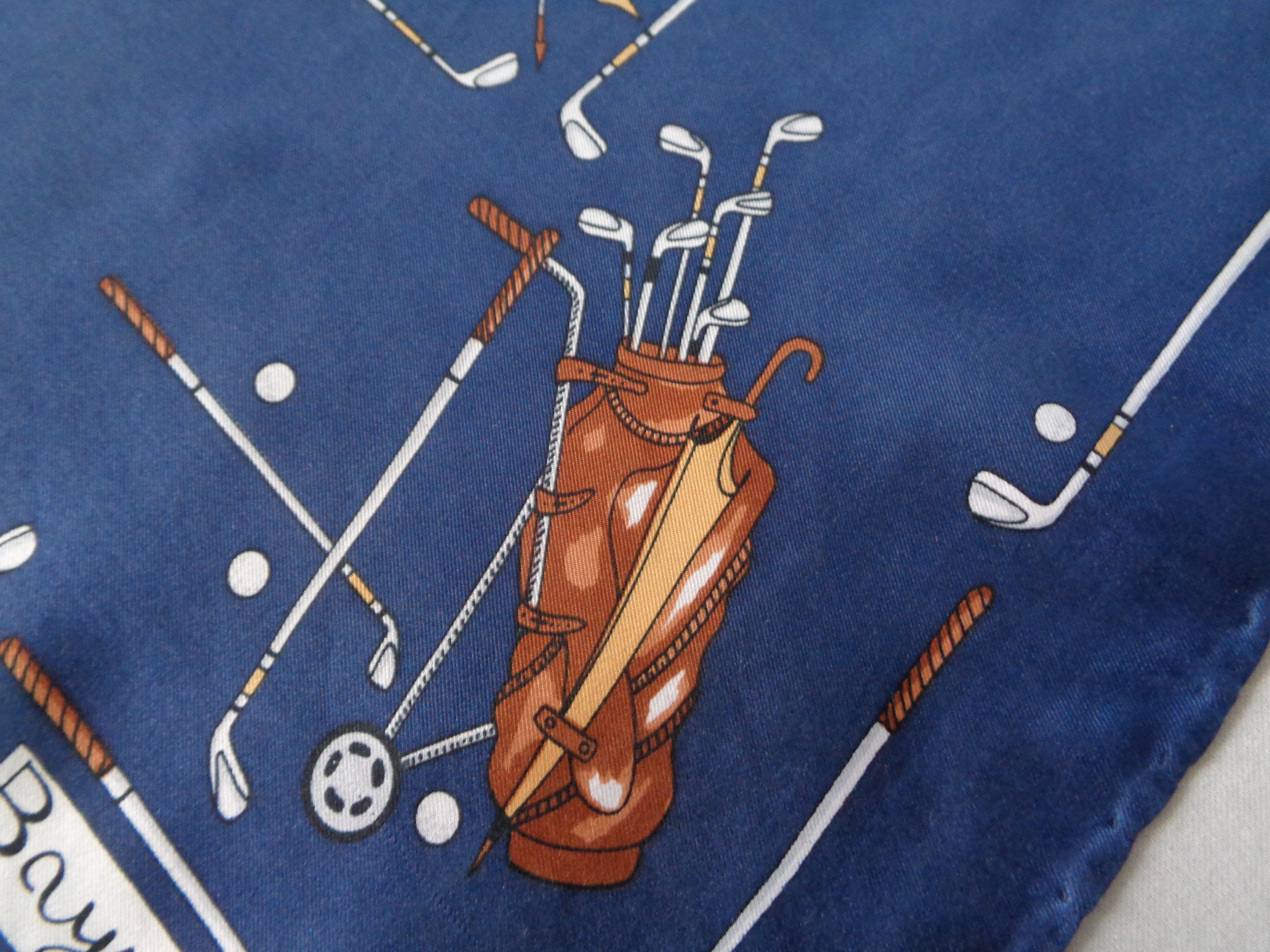 Vintage BAYRON Scarf Golf Silk Scarf Large Blue Head Scarf - Etsy