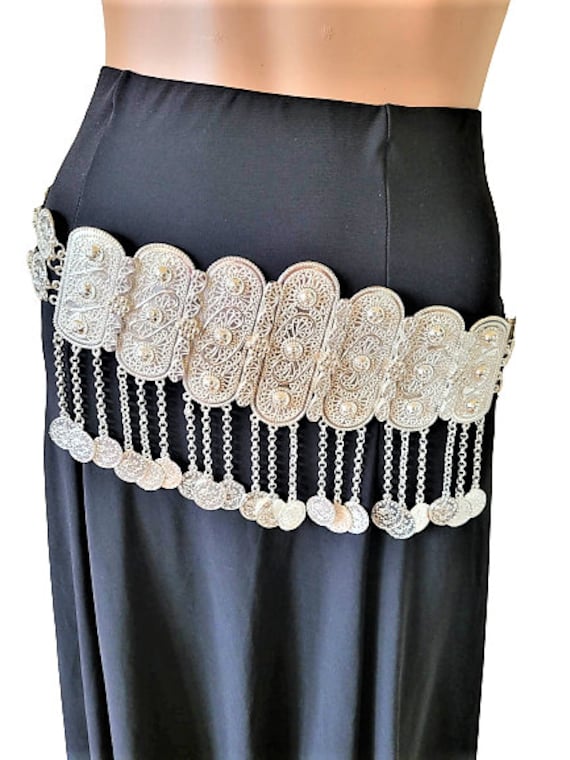 Chain Link Metal Belts, Silver Belly Dance Belt, Meda… - Gem