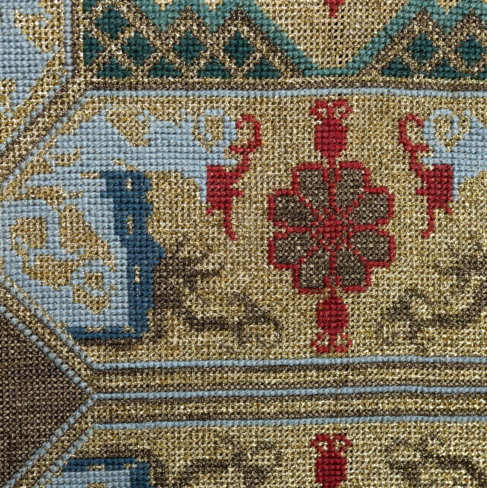 Greek Embroidered Linen Panel Cross Stitch Needlepoint Golden Pattern ...