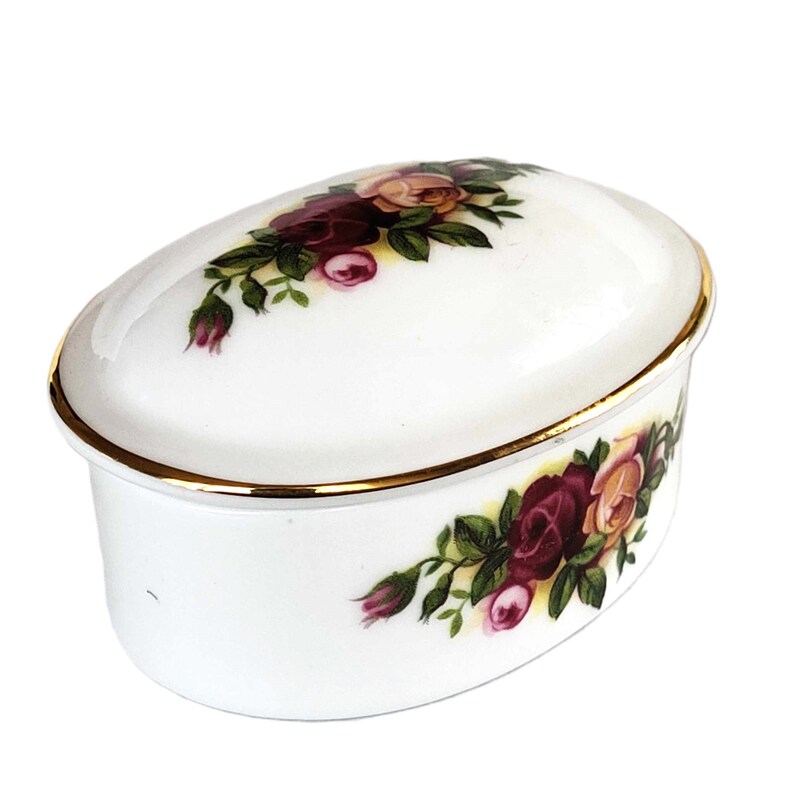 Vintage Royal Albert Roses Pattern Lidded China Jewelry Box Oval ...