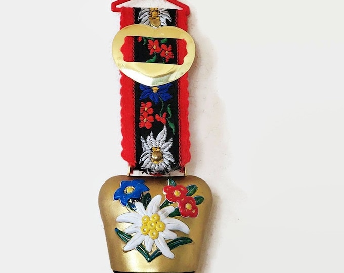 Swiss Brass Cowbell, Vintage Cow Bell With Strap, Tyrol Rustic Cow Bell ...