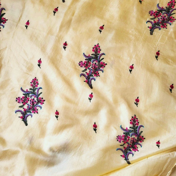 Embroidered Silk Fabric - Etsy