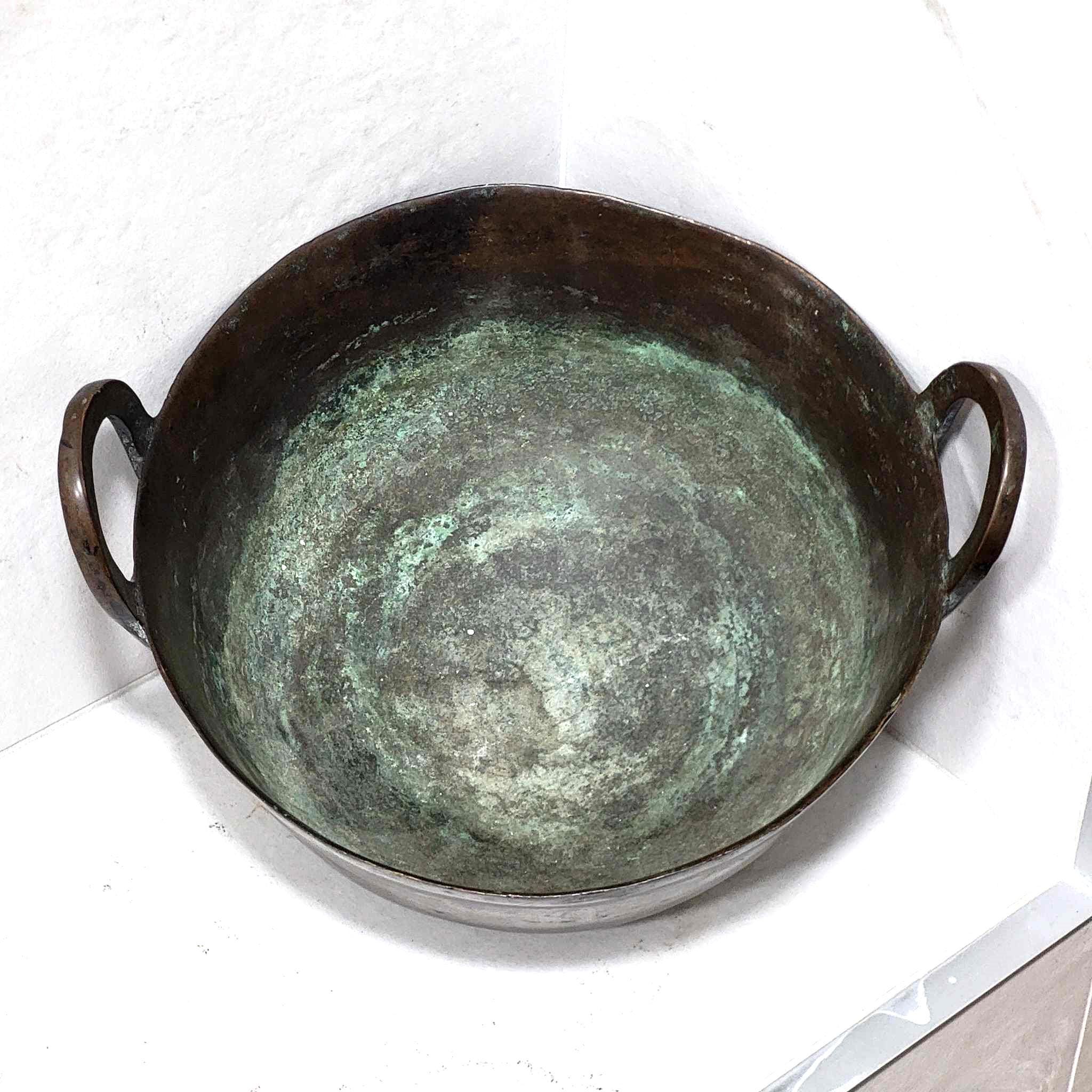 Antique Heavy Copper Pot Round Bottom Bowl With Handle Traditional ...