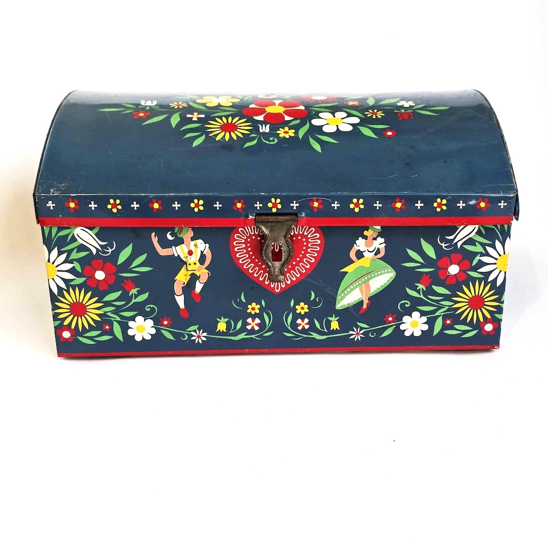 Vintage German Tin Box, SCHÖLLER Germany, Large Rectangle 60s Tin Box ...