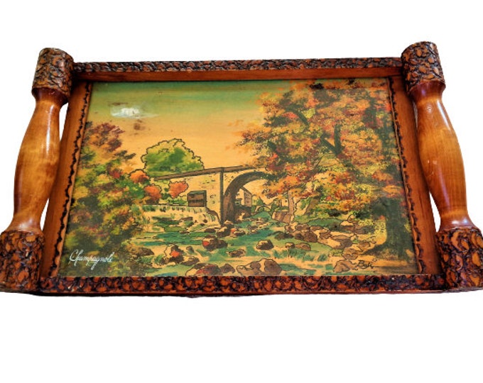 Tray, French Post Card, Cardinal, Distress Painted, Chippy Enamel Look ...