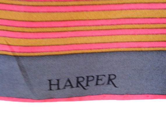 Chain Print Silk Scarf, Harper, Gray Orange Headscarf… - Gem