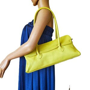 Donna Carolina Italy Handbag, Chartreuse Leather Shoulder Bag Bright ...