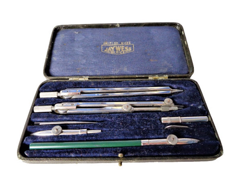 Antique Drafting Instrument Set, English Drawing Tools, Drafting Box ...