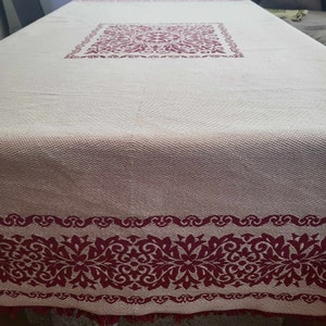 Austrian Woven Tablecloth Large Bavarian Folk Table Linens Red White ...
