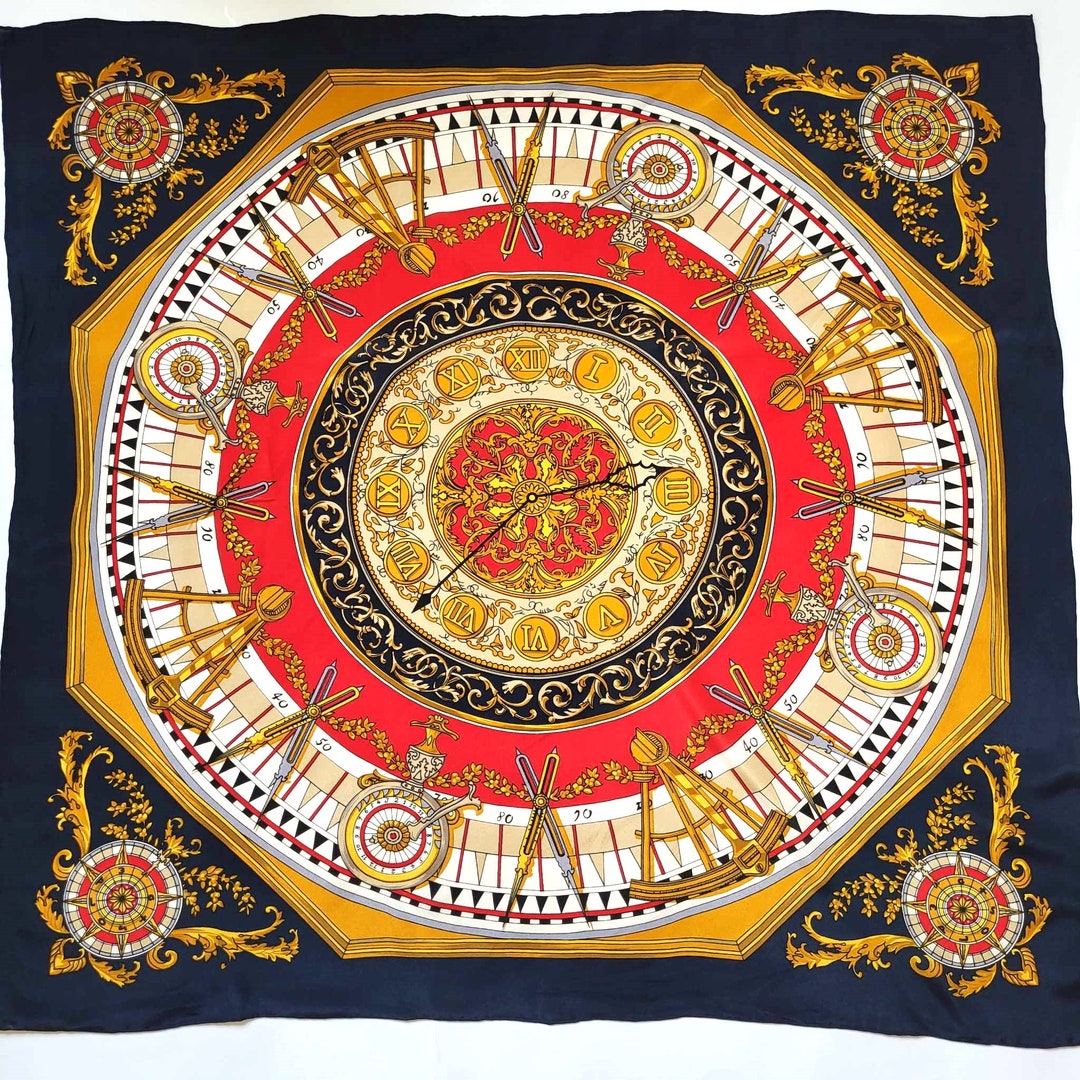 Vintage Large Square Silk Scarf for Hair Head Neck With Astronomical ...