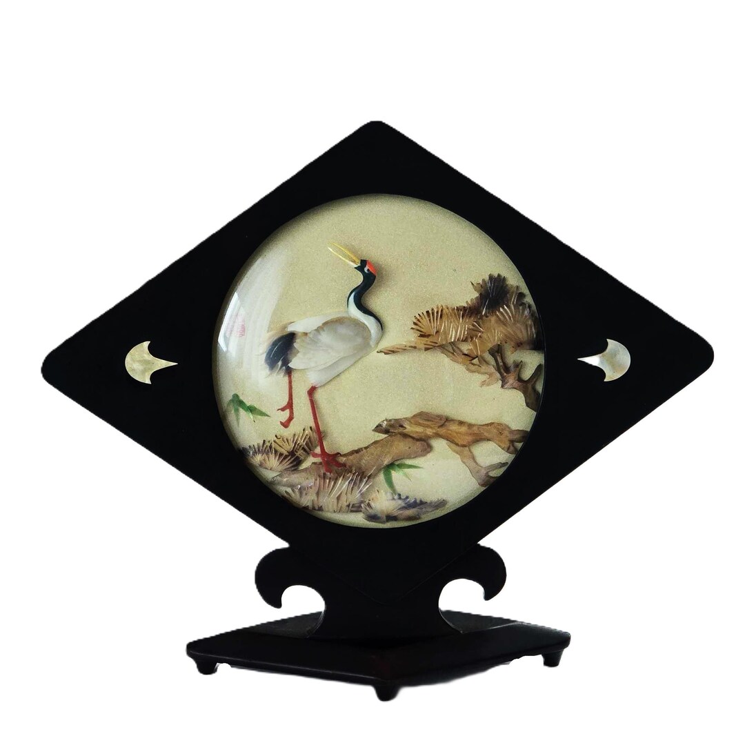 Vintage Chinese Shell Art 3D Diorama Shadow Box Tabletop Decor With ...