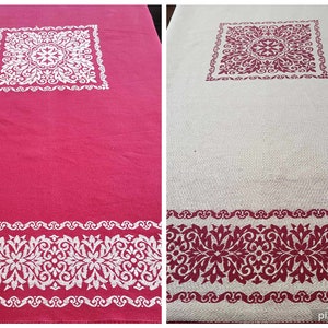 Austrian Woven Tablecloth Large Bavarian Folk Table Linens Red White ...