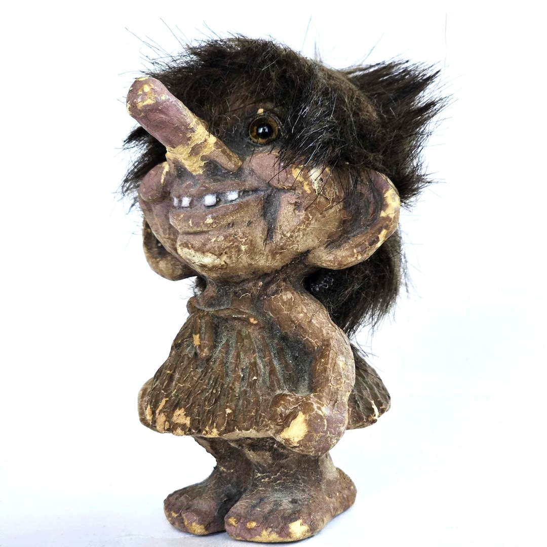 Vintage Nyform Troll Girl Norwegian Figurine With Long Nose and Smile ...