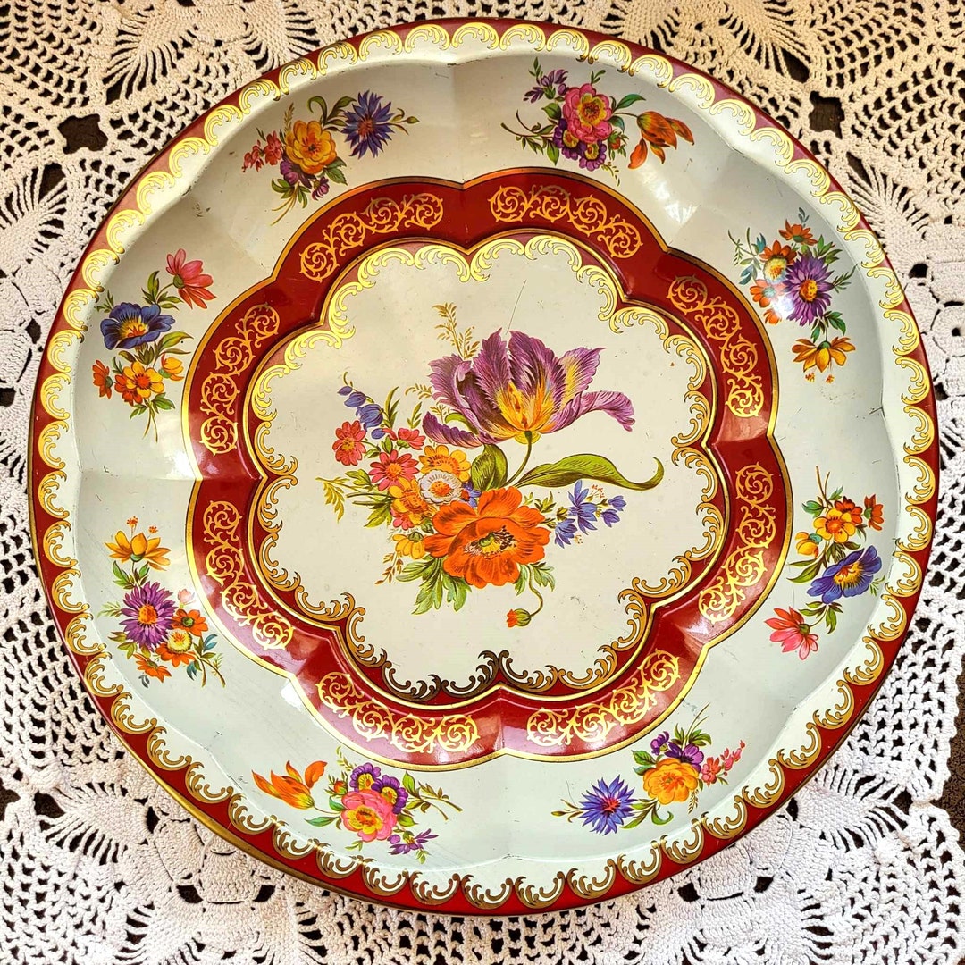 Vintage Tin Bowl Platter by Daher Decorated Ware, England Mid Century ...