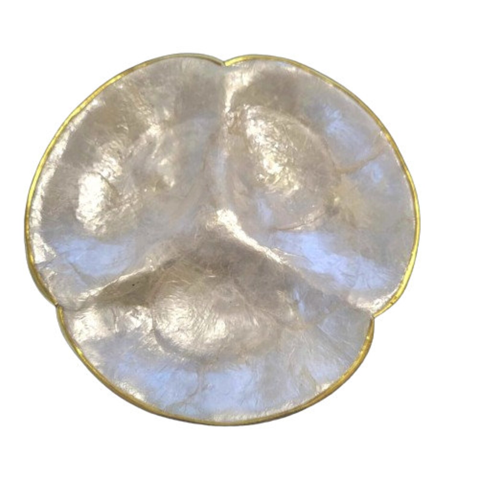 Vintage Capiz Shell Plate, Brass Trim, Seafood Serving Dish, Divided ...