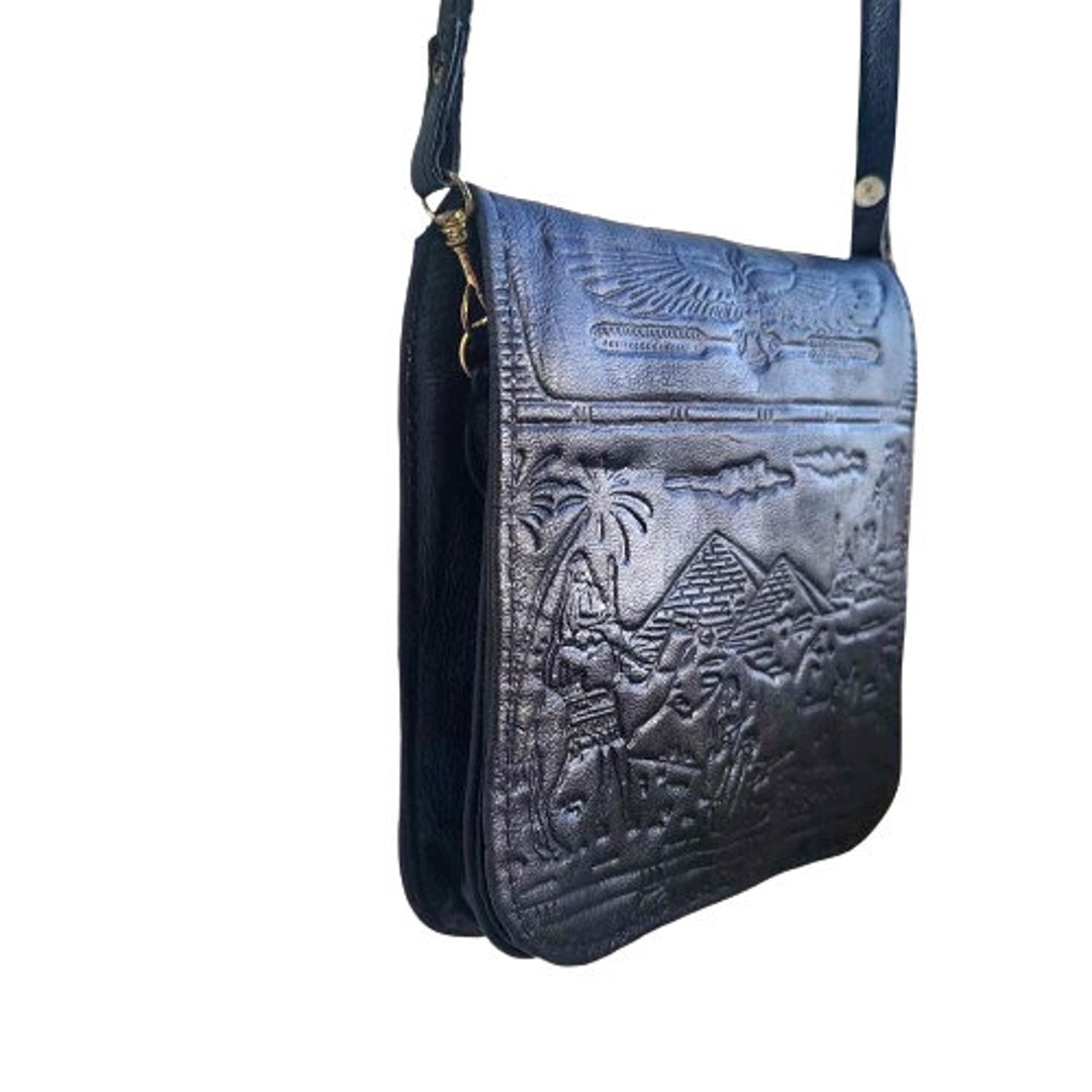 Tooled Leather Purse Egyptian Pyramids Pharaoh Pattern Unisex Small ...