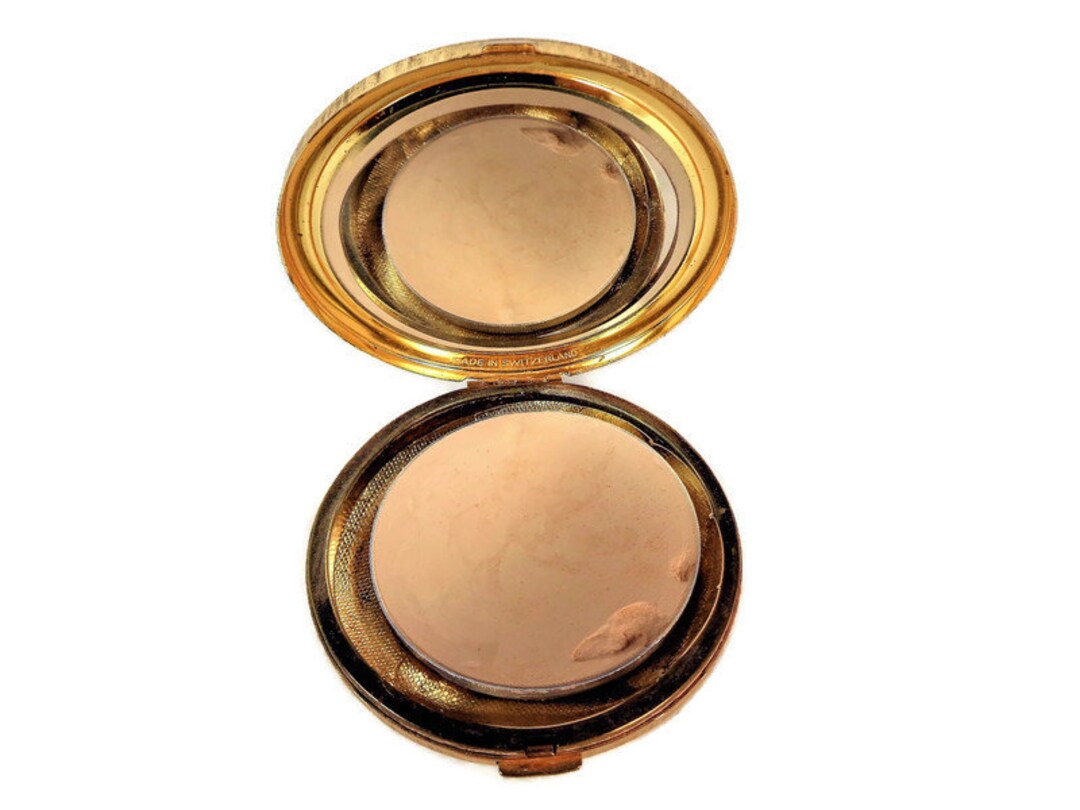 Vintage Convertible Powder Compact, AGME Brass Powder Compact Mirror ...