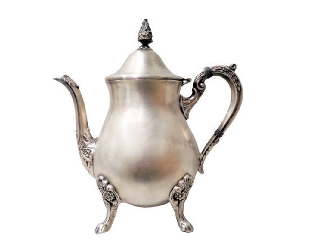 English Silver Teapot, Ornate Silver Plated Coffee Pot, Viners Silver ...