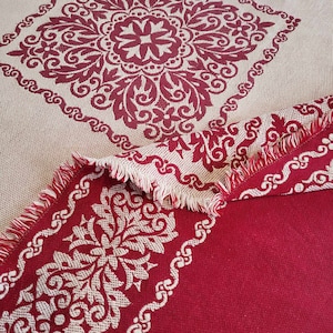 Austrian Woven Tablecloth Large Bavarian Folk Table Linens Red White ...