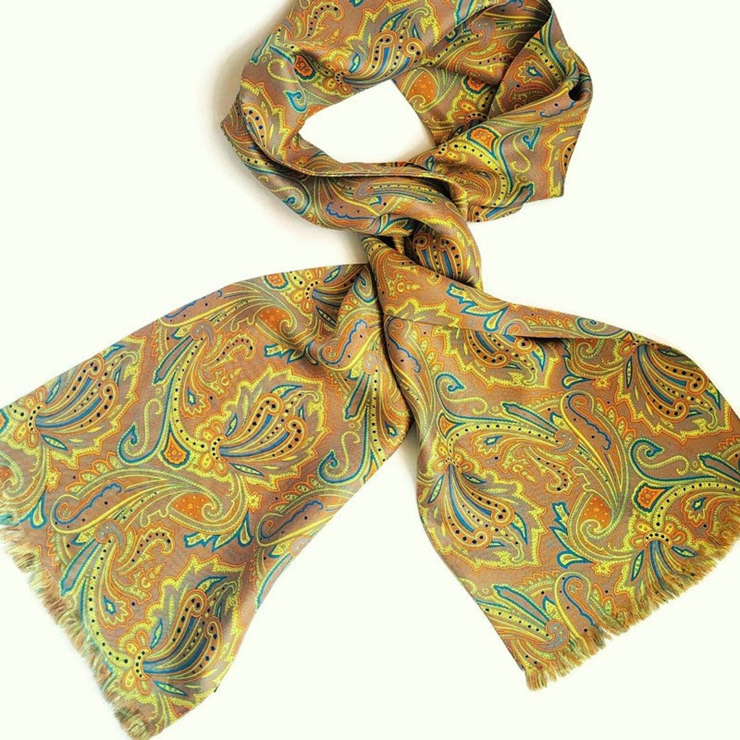 Vintage Double Silk Scarf for Men, Opera Tuxedo Scarves, Paisley ...