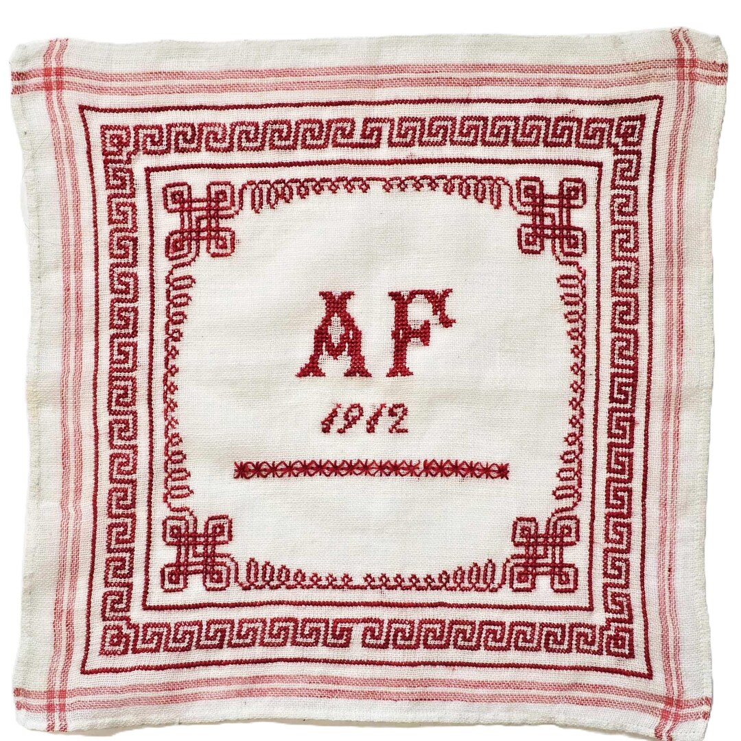 Authentic Antique 1912 German Handkerchief Cover Embroidered Hankies ...