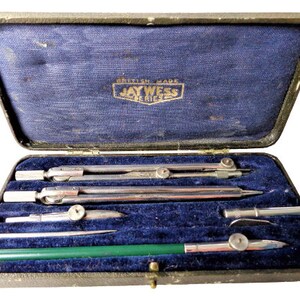 Antique Drafting Instrument Set, English Drawing Tools, Drafting Box ...