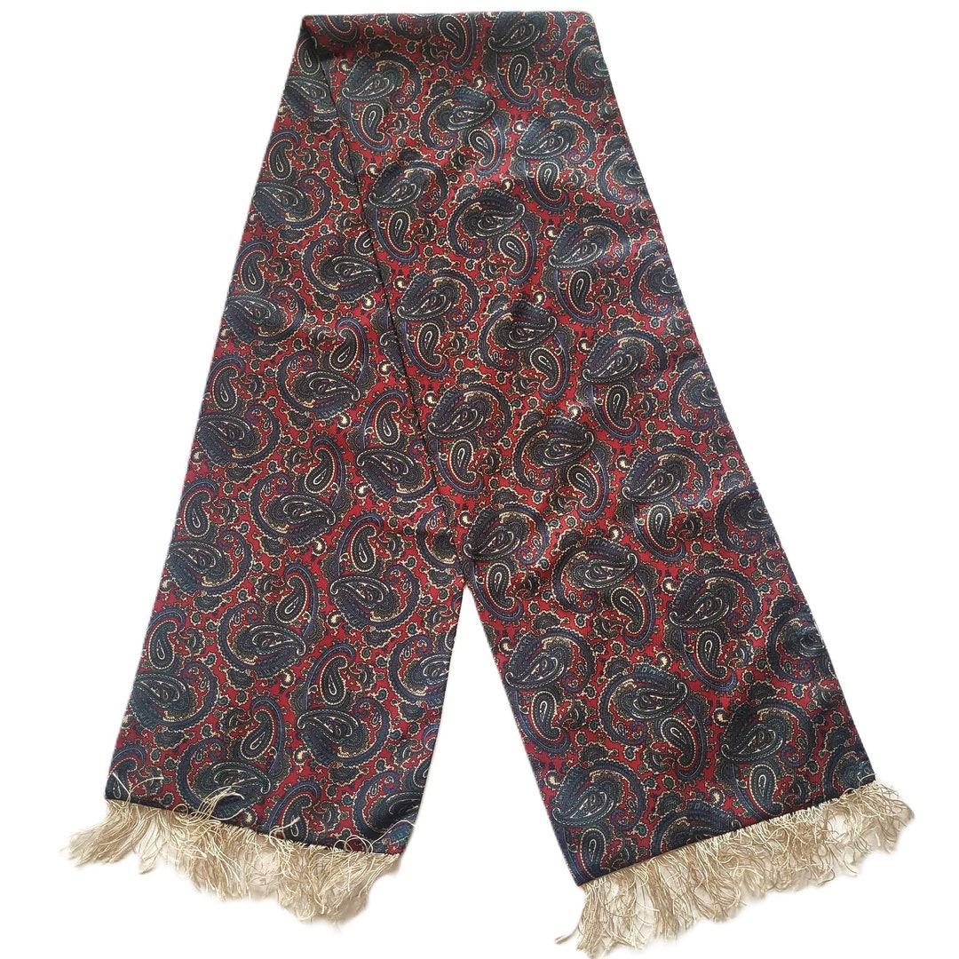 Vintage Silk Scarf With Fringes for Men, Opera Tuxedo Fringed Scarves ...