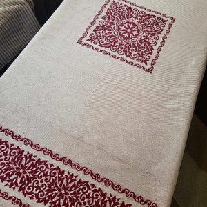 Austrian Woven Tablecloth Large Bavarian Folk Table Linens Red White ...