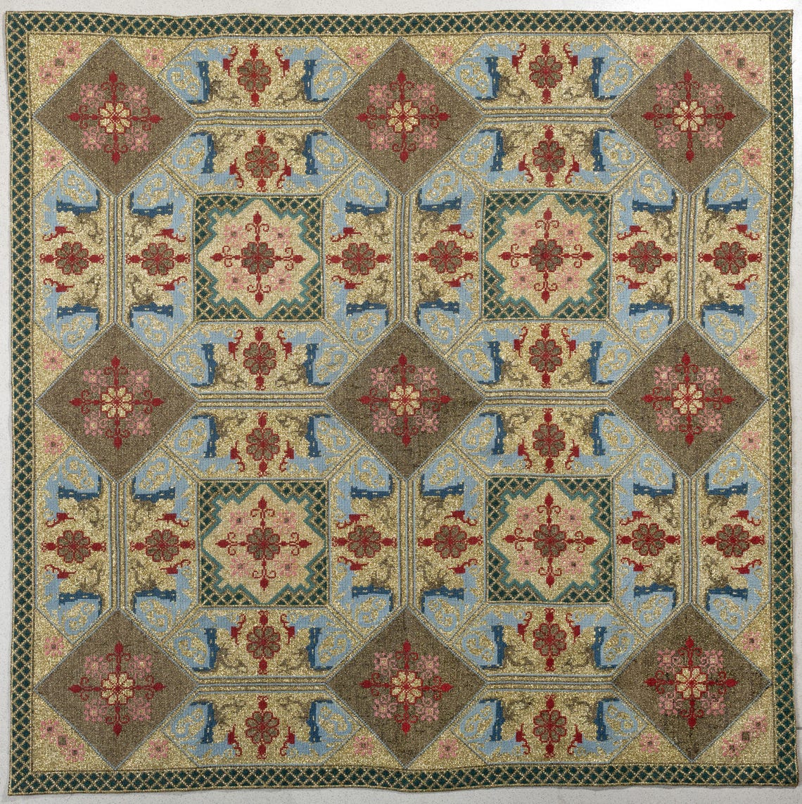 Greek Embroidered Linen Panel Cross Stitch Needlepoint Golden Pattern ...