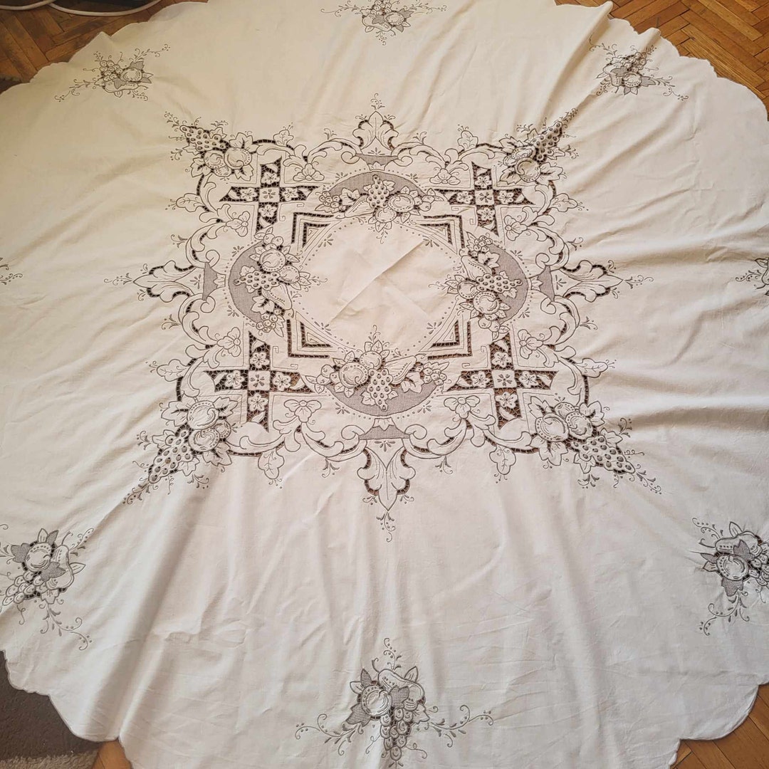 Vintage Farmhouse Tablecloth Dining Room Table Cloth for Round Table ...