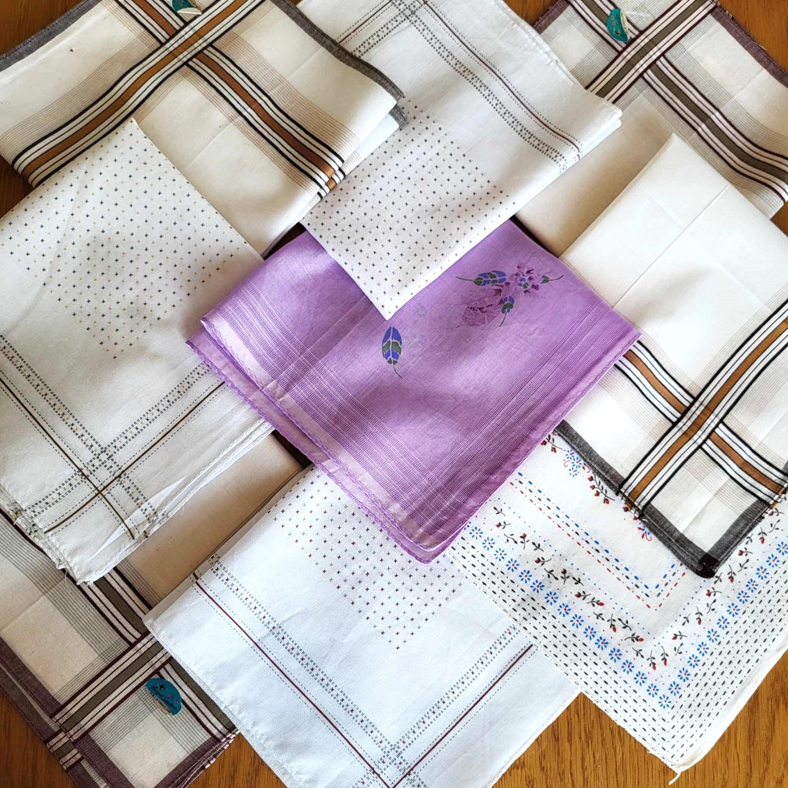 Vintage Men Handkerchiefs Lot of 9 Cotton Assorted Colors With Stripe ...