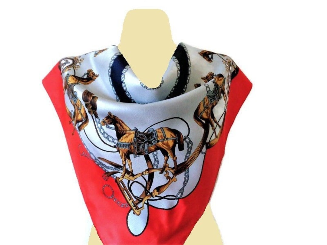 Vintage Equestrian Scarf, Horses Headscarf, Royal Print Scarf, Horses ...