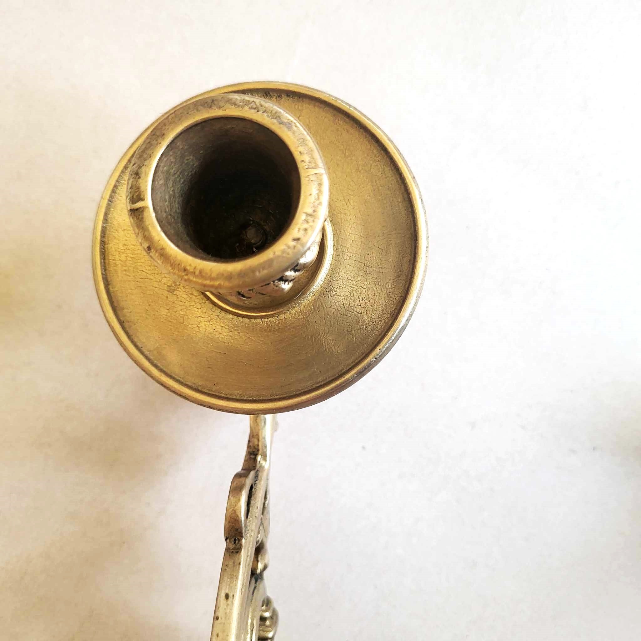 Antique Art Nouveau Piano Candlestick Sconce Pair Swing Arms Brass ...