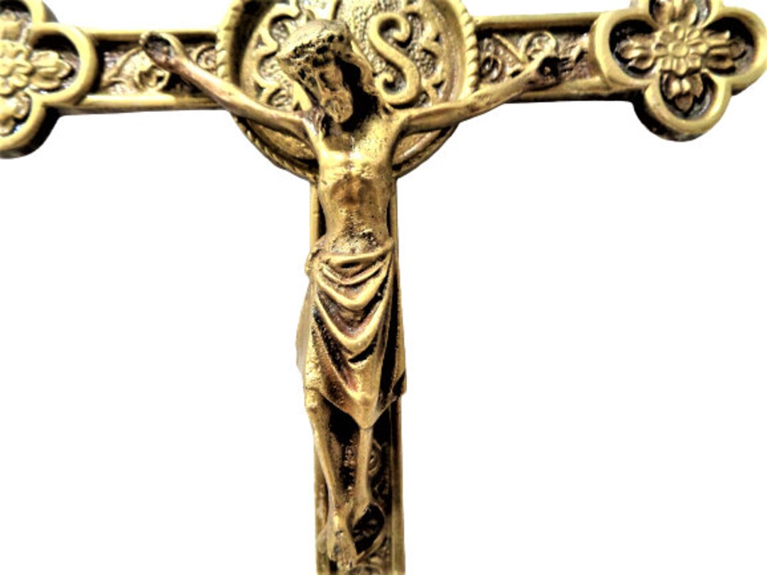 Wall Hanging Crucifix, Brass Jesus Christ Cross, Vintage Christian ...