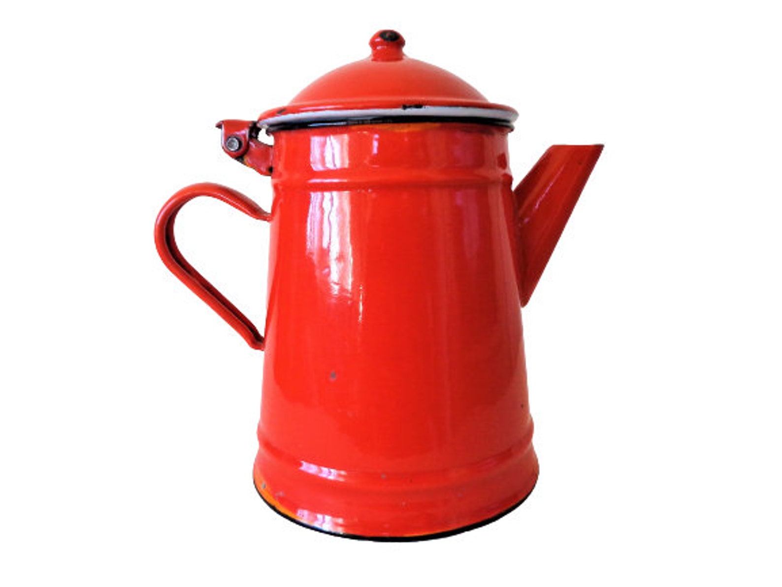 Vintage Enamel Coffee Pot Red Enamelware Stove Top Coffee | Etsy