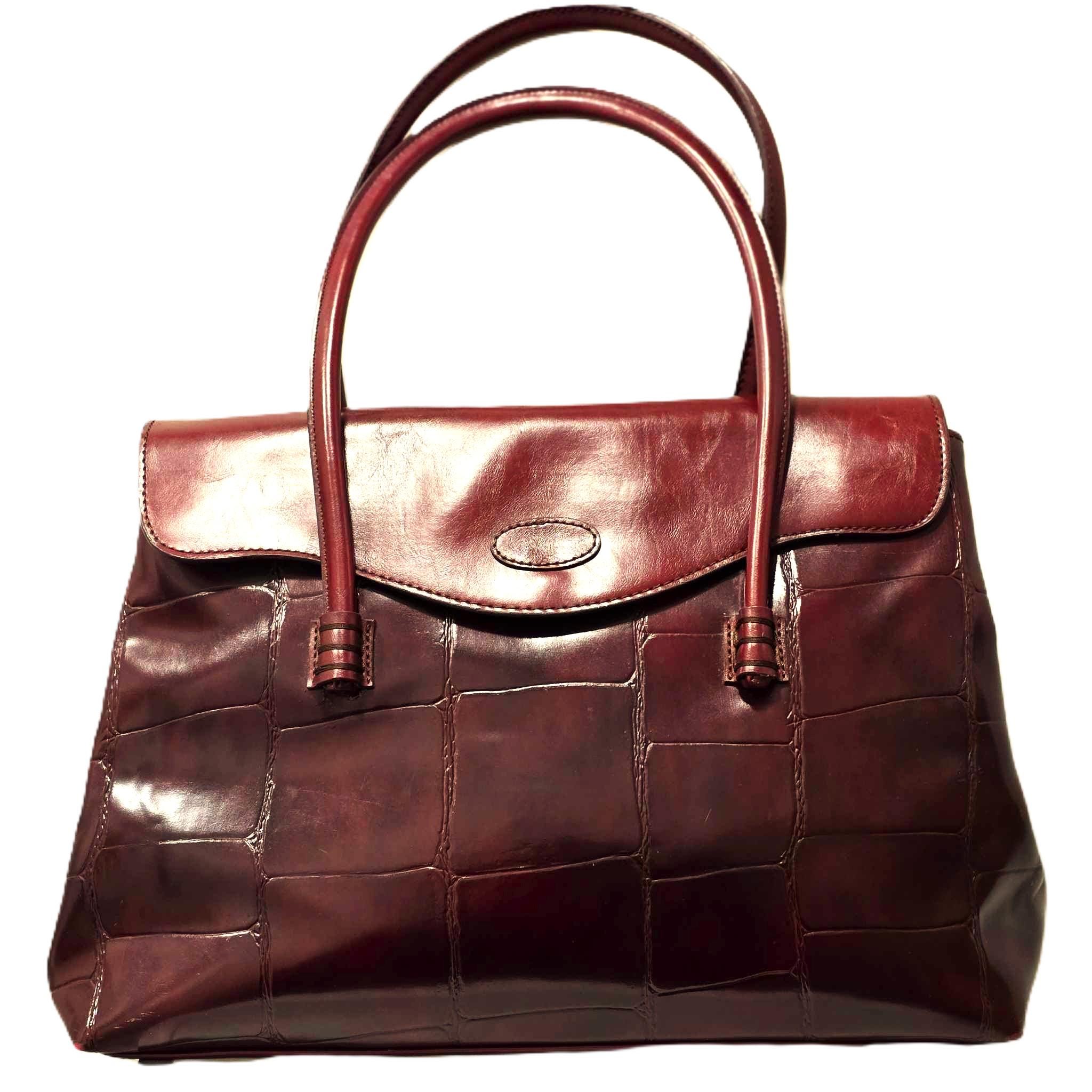 Wilson Large Burgundy Embossed Leather Handbag Bordeaux Red Shoulder ...