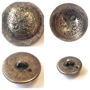 Vintage Metal Sewing Buttons Lot of 8, Military Coat of Arms Geometric ...