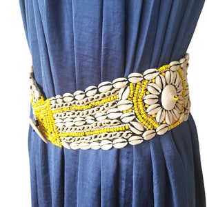 African Cowrie Shell Belt, Vintage Hand Crafted Beaded Waistband With ...