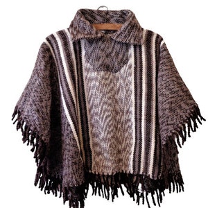 South American Wool Poncho, Handmade in Brazil, Coat, Handwoven Poncho ...
