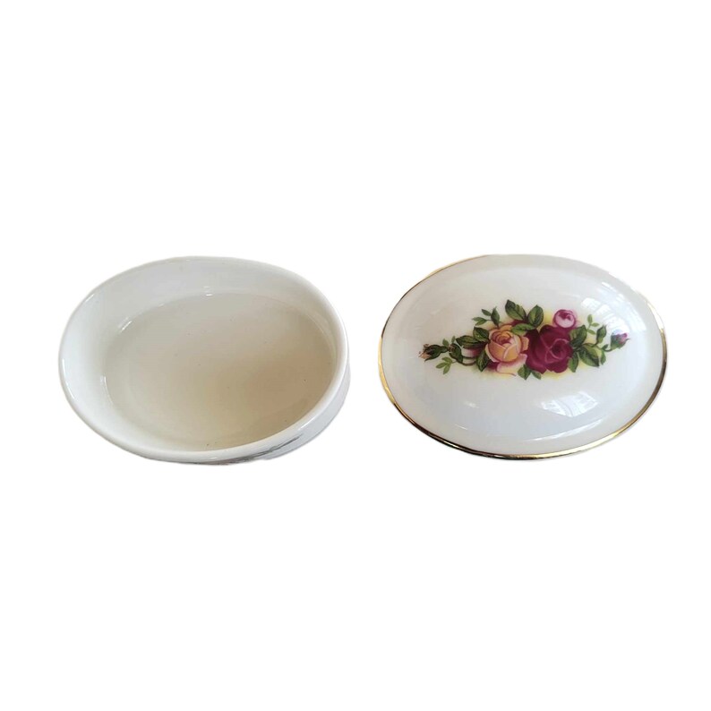 Vintage Royal Albert Roses Pattern Lidded China Jewelry Box Oval ...