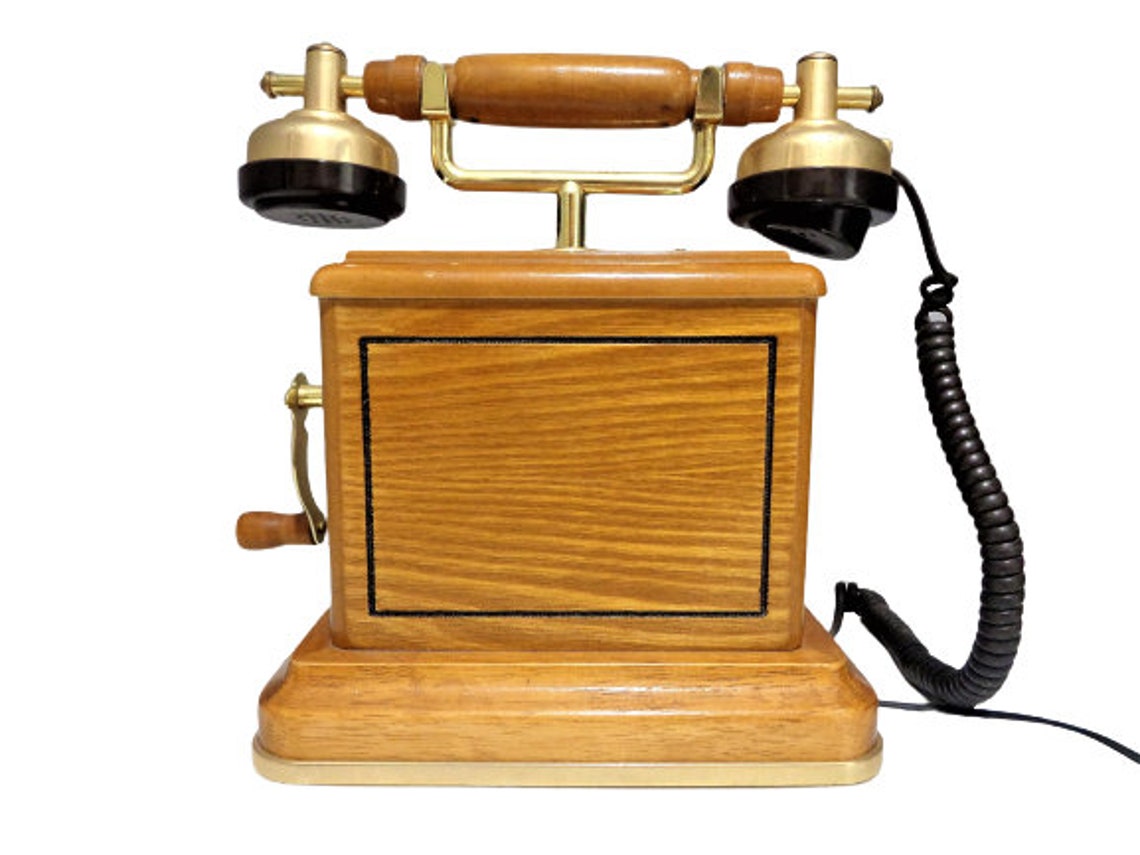 Vintage Phone in Wooden Case, Retro Rotary Dial Telephone, Museum ...