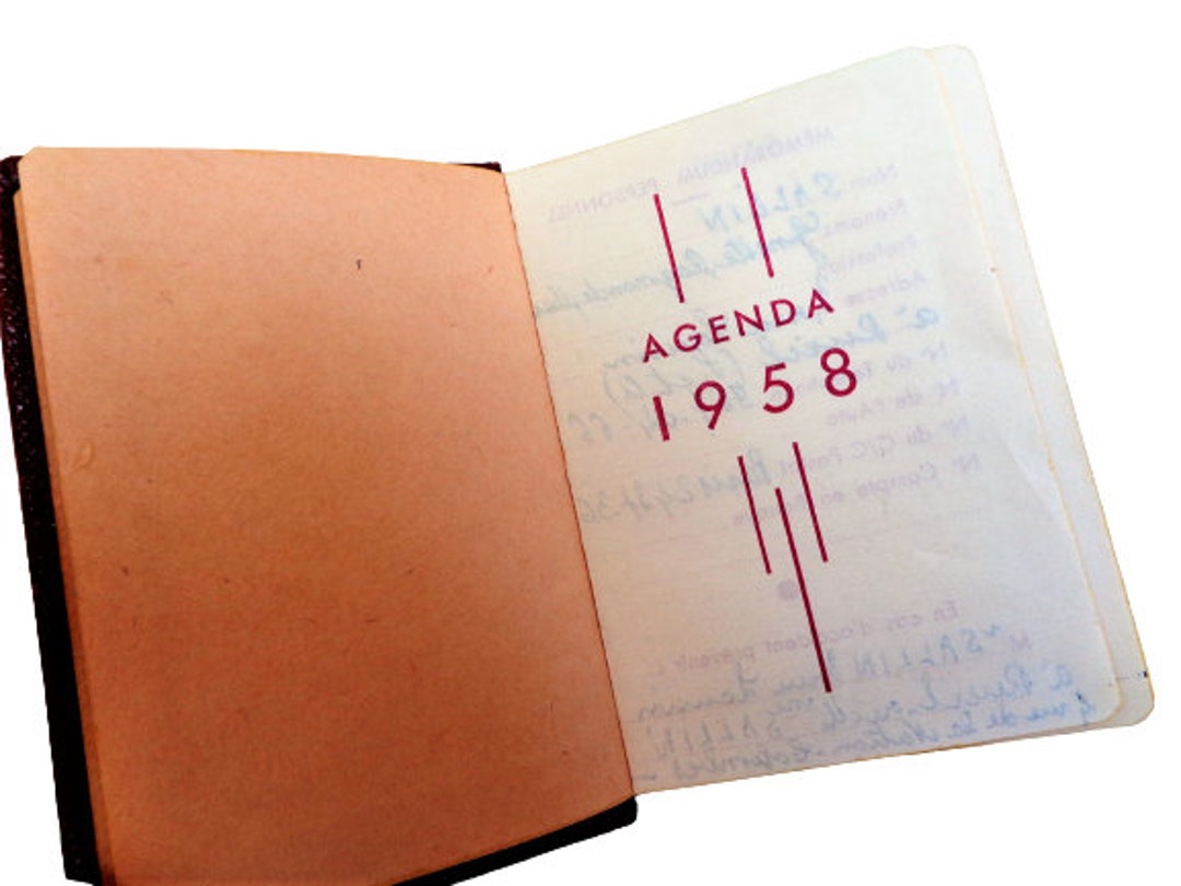 Vintage Daily Diary, 1958 Calendar Notebook, Handwritten French Pocket ...