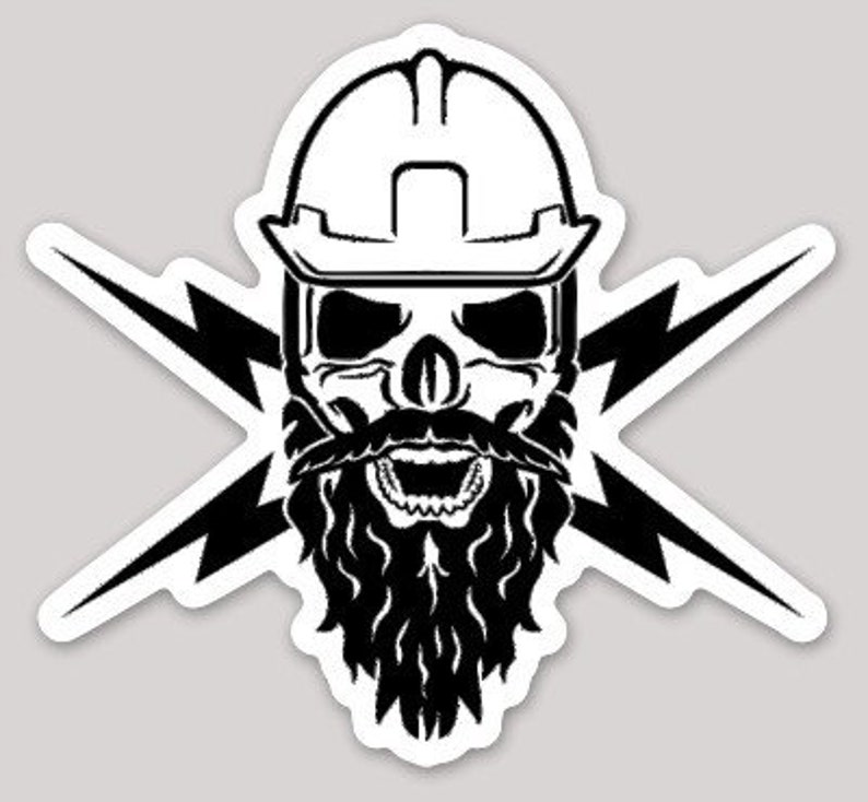Bearded Lineman or Electrician Sticker - Etsy