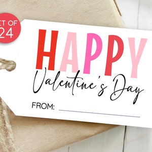 Set of 24 / Simple Valentine Gift Tags / Personalized Tags / Valentines ...