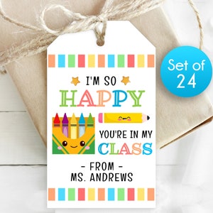 Custom Gift Tags / Personalized Happy You're in My Class School Tags ...