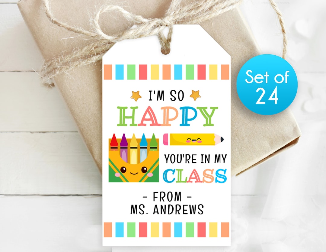Custom Gift Tags / Personalized Happy You're in My Class School Tags ...