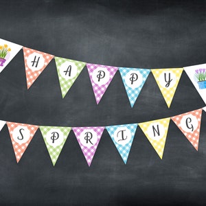 INSTANT DOWNLOAD / Happy Spring Banner / Spring Plaid Print / Spring ...