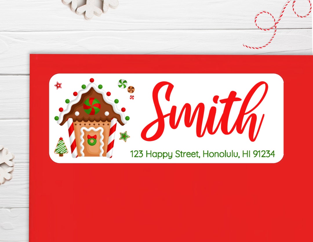 BOGO / GLOSSY Christmas Gingerbread House Address Stickers ...