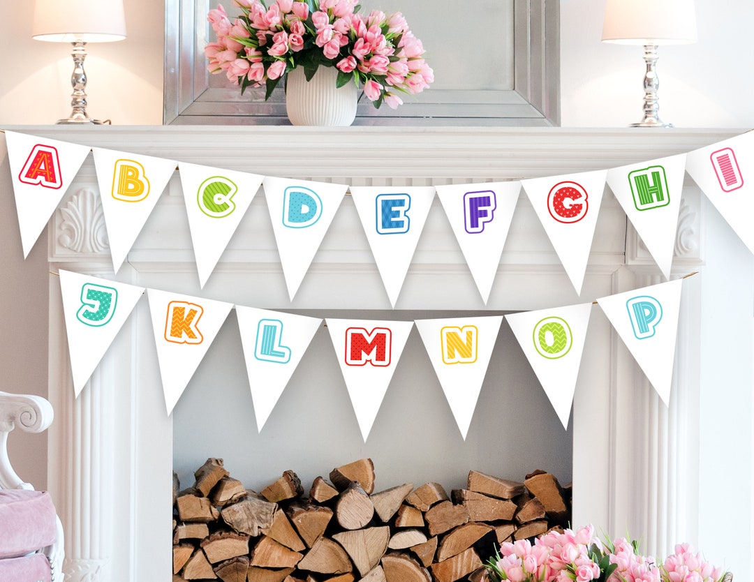 Rainbow Alphabet Banner in Bright Colors / Home School Printable / All ...