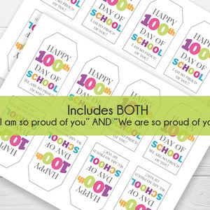 PRINTABLE / 100th Day of School / Instant Gift Tags / Printable Happy ...